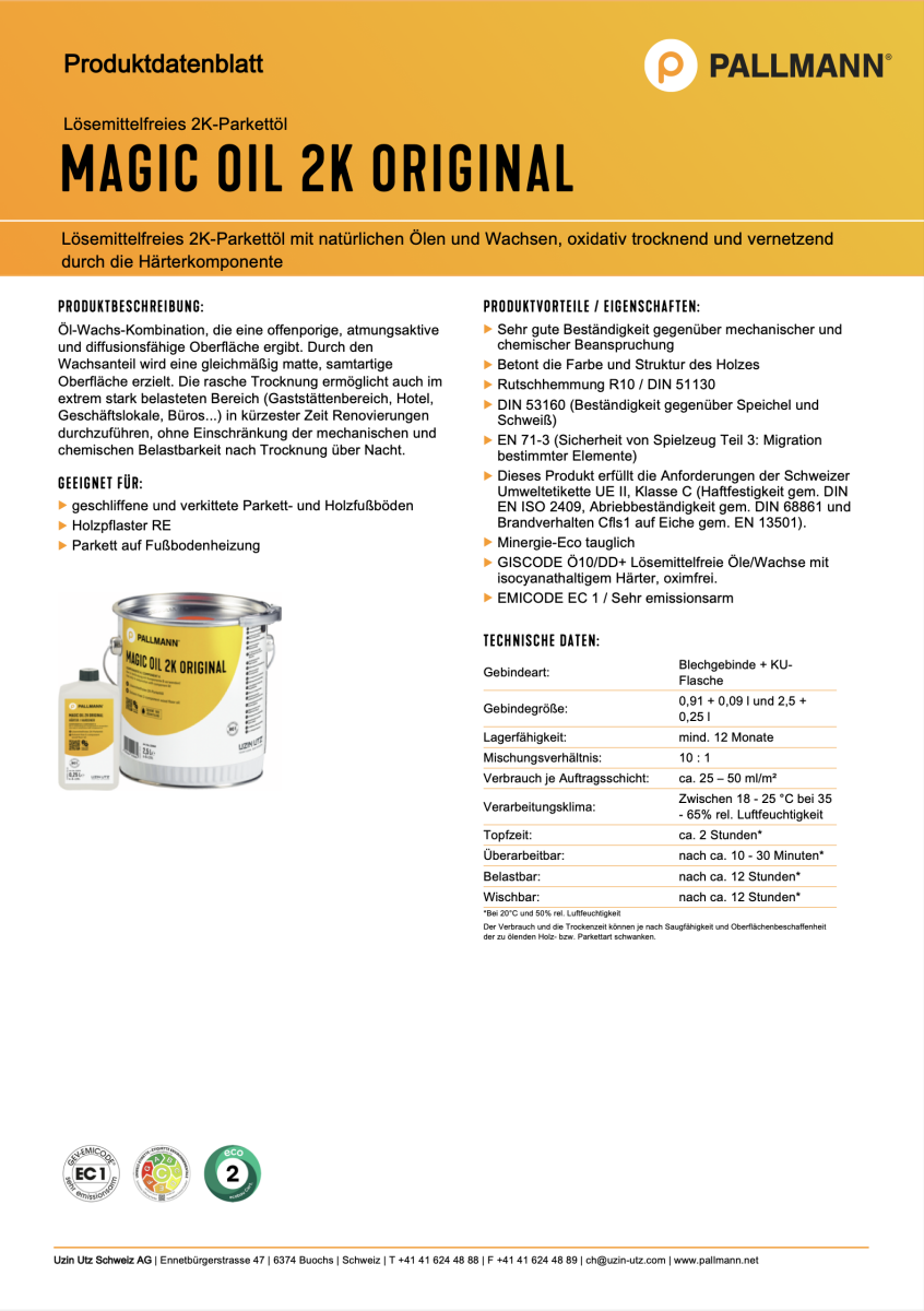 Pallmann Magic Oil 2K Original (1 Liter) Lösungsmittelfreies 2K-Parke ...