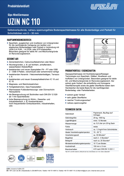 UZIN NC 182 Standfeste, zementäre Reparaturmasse 20 KG, 42,00